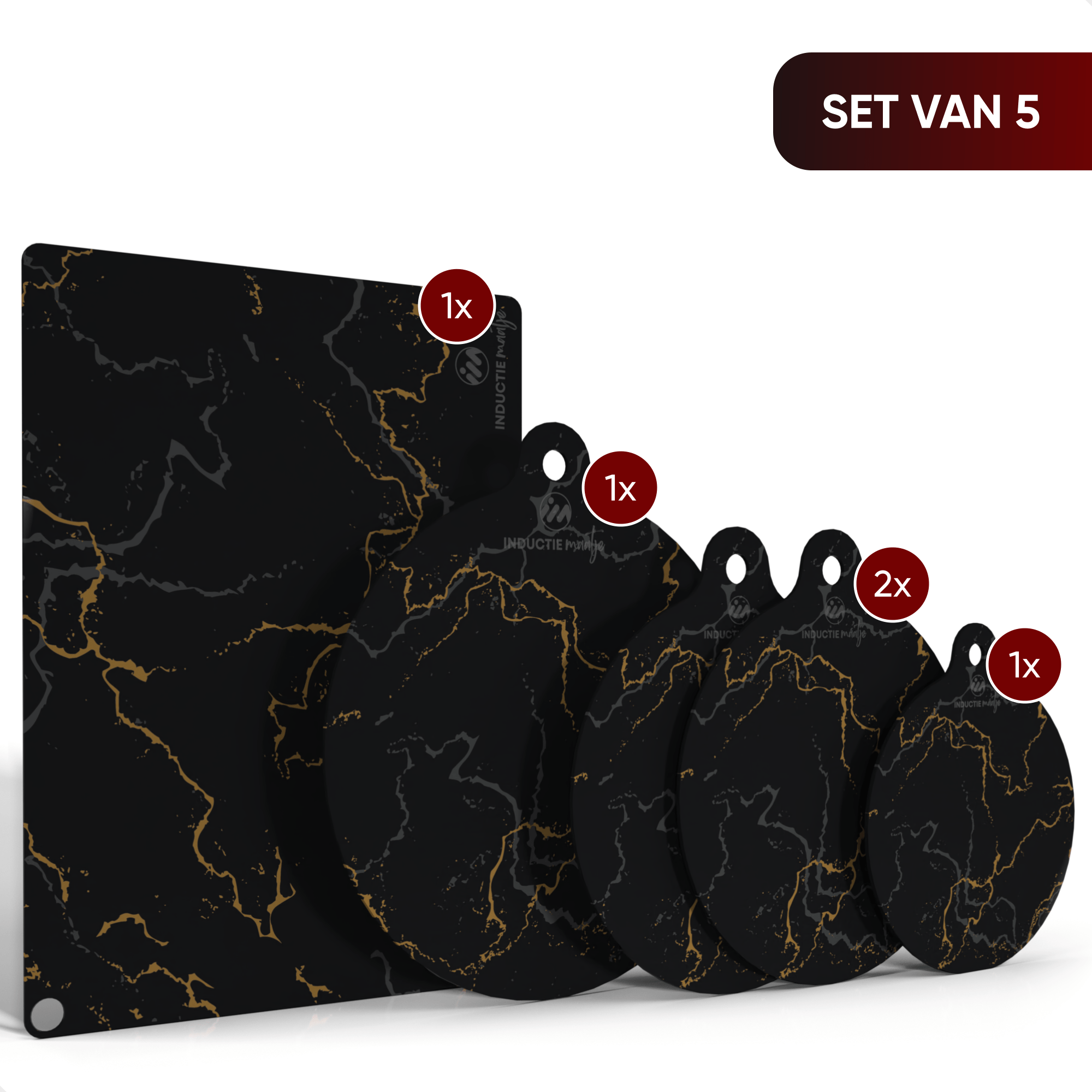 Inductie Matjes - Set van 5 - Marmer Design - Diverse maten